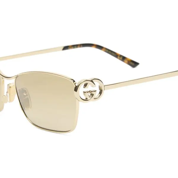Gucci Gg2045s Rectangle Sunglasses - Gold/brown