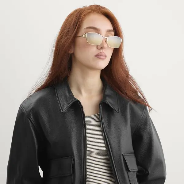 Gucci Gg2045s Rectangle Sunglasses - Gold/brown