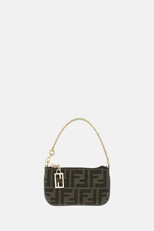 Fendi Small Flat Pouch With Ff Jacquard