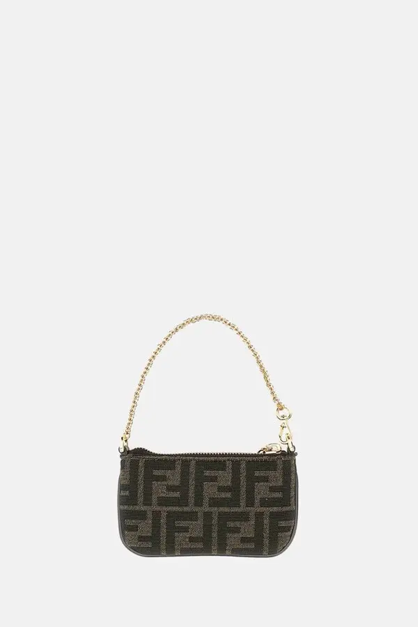 Fendi Small Flat Pouch With Ff Jacquard