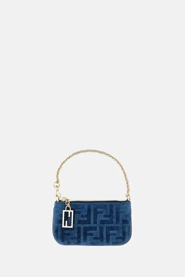 Fendi Small Flat Ff Denim Pouch
