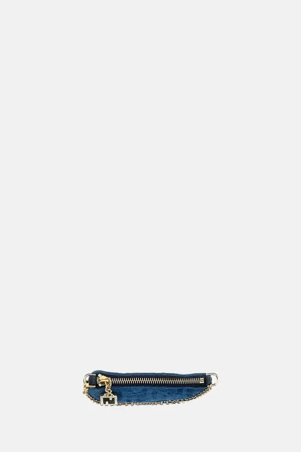 Fendi Small Flat Ff Denim Pouch