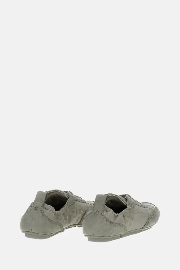Fendi Fit Suede And Jacquard Nylon Ff Sneakers - Grey