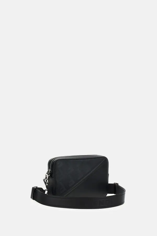 Fendi Shadow Leather Diagonal Camera Bag - Nero