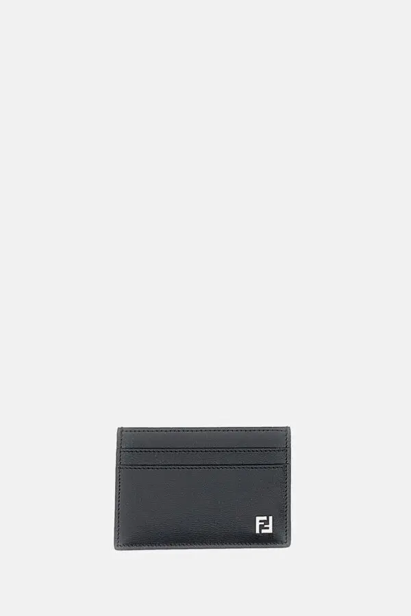 Fendi Porta Carte In Pelle Ff - Nero