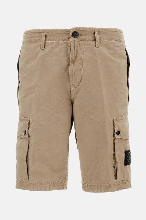 Stone Island Garment-dyed Cargo Bermuda Shorts - Beige