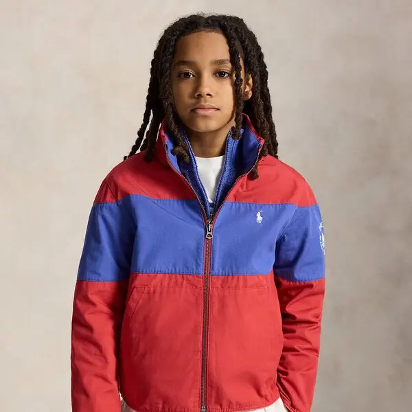 Ralph Lauren Logo Packable Hooded Jacket - Starboard Red/liberty Multi