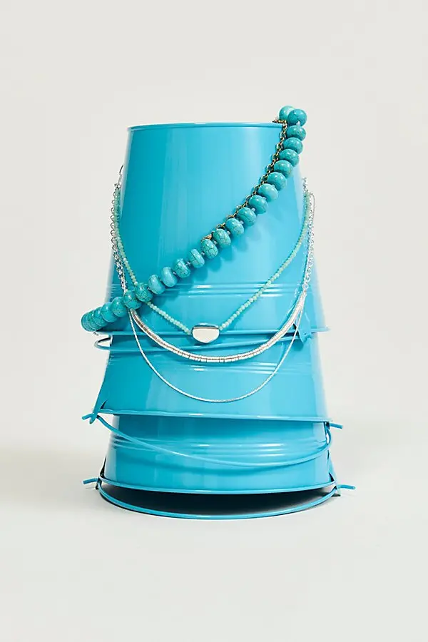 Free People Wes Semiprecious Layer Necklace - Silver With Turq