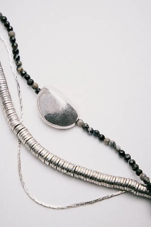 Free People Wes Semiprecious Layer Necklace - Silver