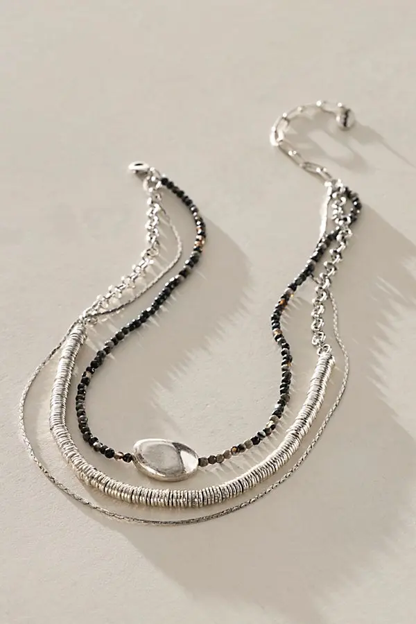 Free People Wes Semiprecious Layer Necklace - Silver
