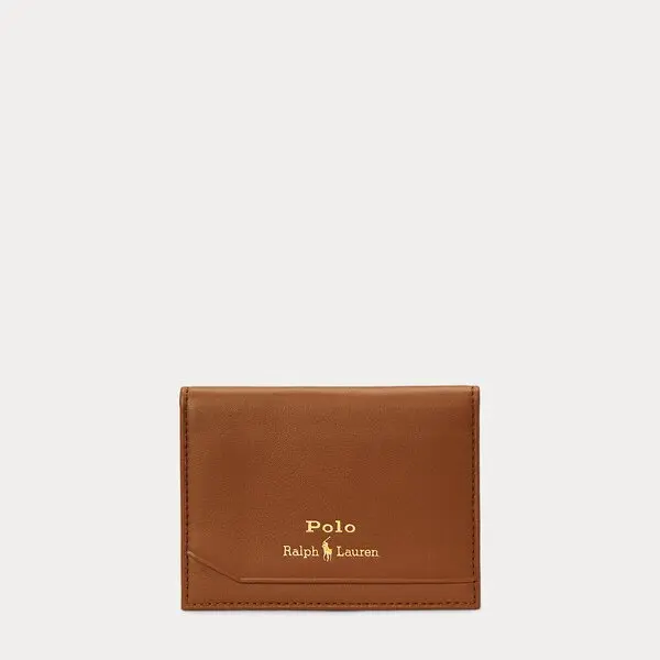 Ralph Lauren Smooth Leather Folded Card Case - Saddle