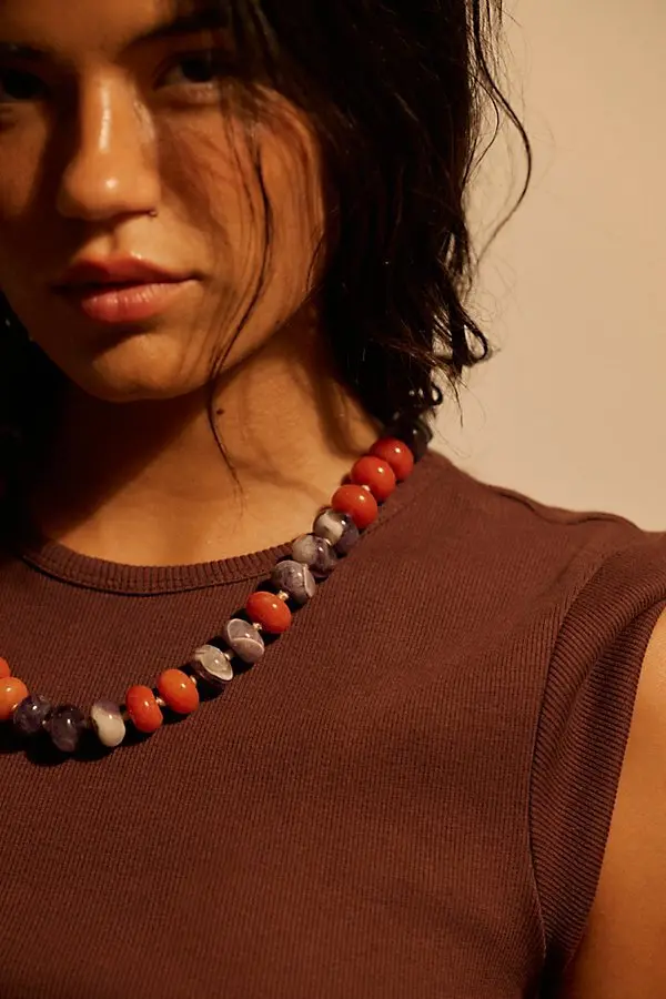 Free People Sabina Semiprecious Stone Choker - Berry Mix