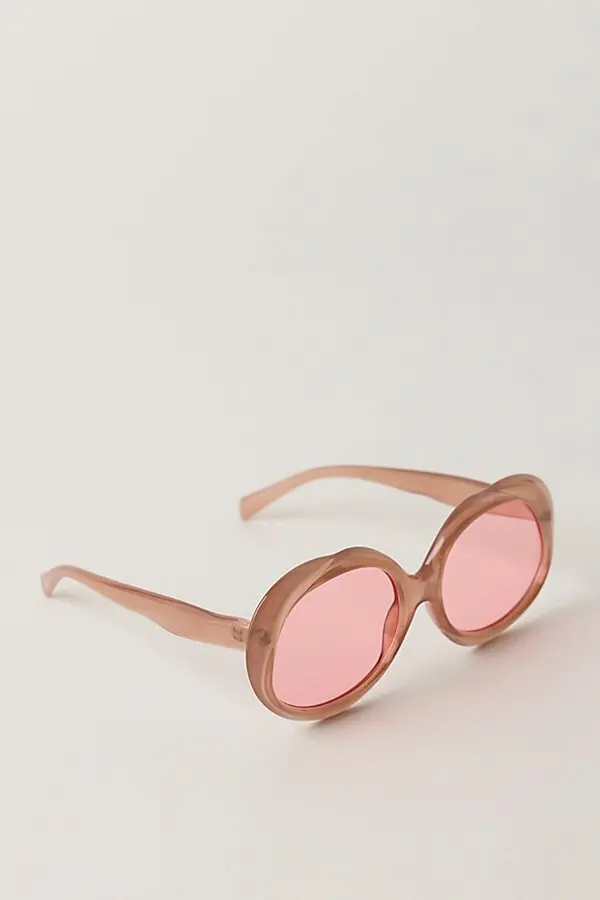 Free People Iris Round Sunglasses - Soft Grapefruit