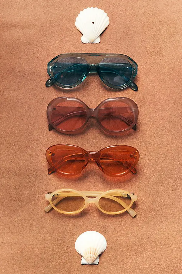 Free People Iris Round Sunglasses - Soft Grapefruit