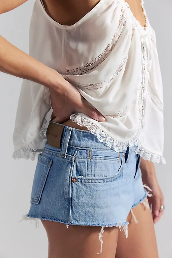 Free People We The Free Hit The Road Denim Micro Shorts - Morning Glory