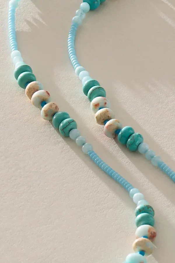 Free People Semiprecious Beaded Necklace - Turquoise