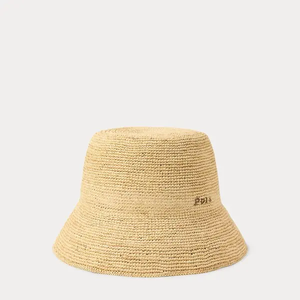 Ralph Lauren Logo Crocheted Raffia Sun Hat - Natural