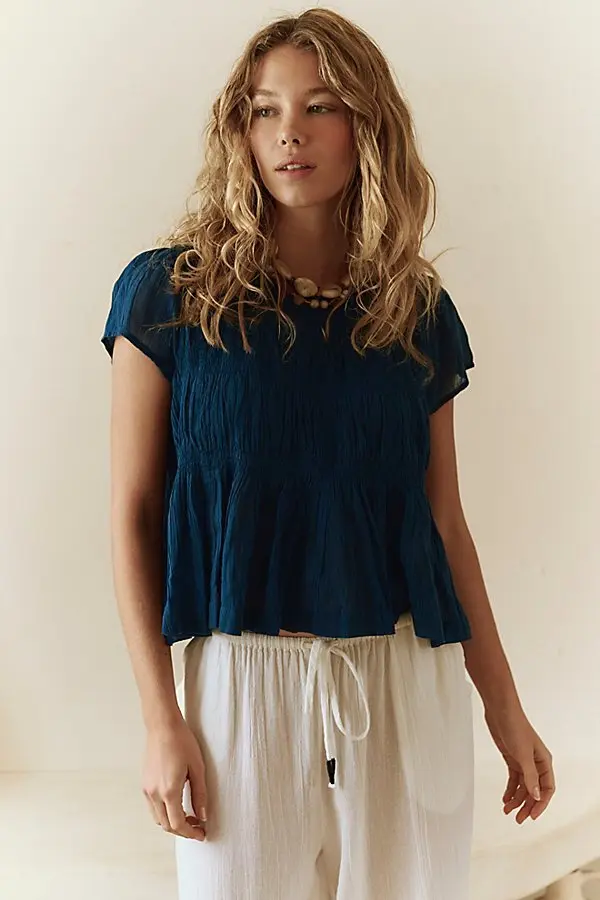 Free People Aven Cotton Top - Poseidon