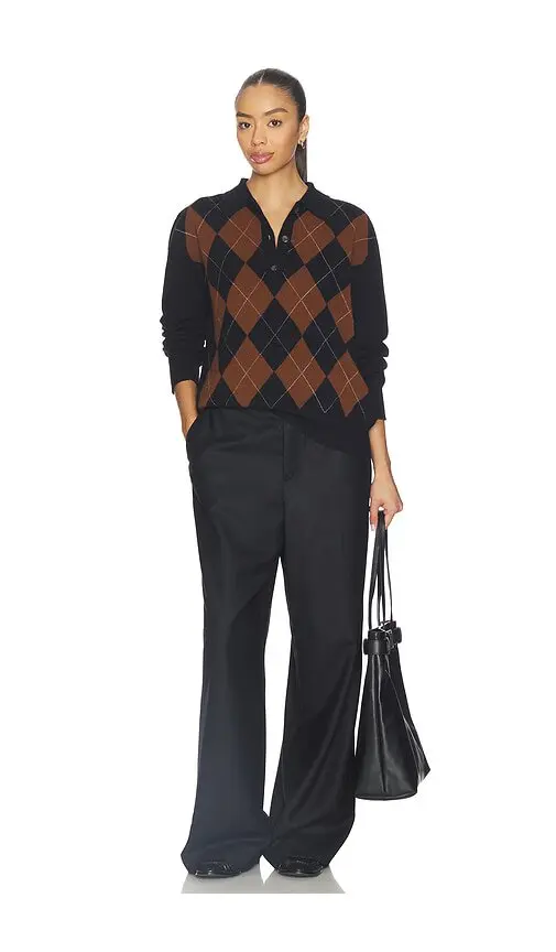 RÓHE Compact Knitted Check Polo - Black