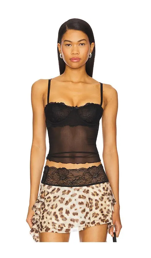 I.AM.GIA Silo Top With Lace Bustier And Bow Detail - Black