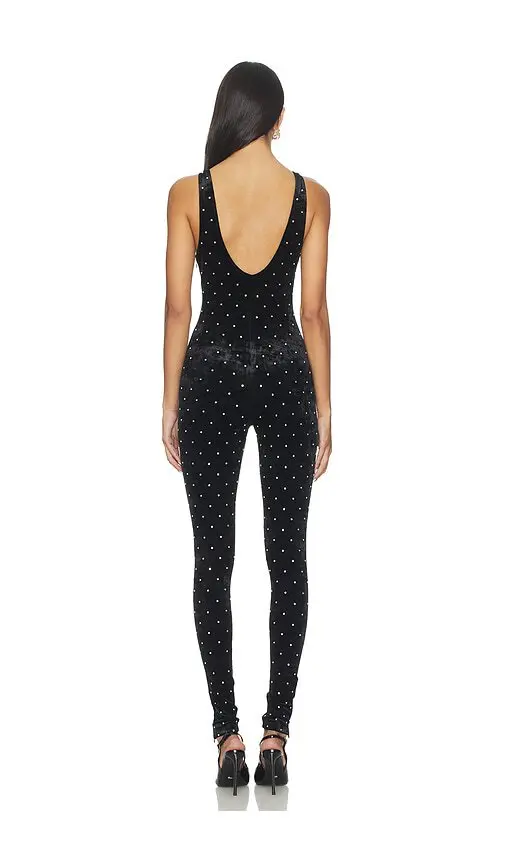 Ronny Kobo Atria Embellished Velvet Catsuit