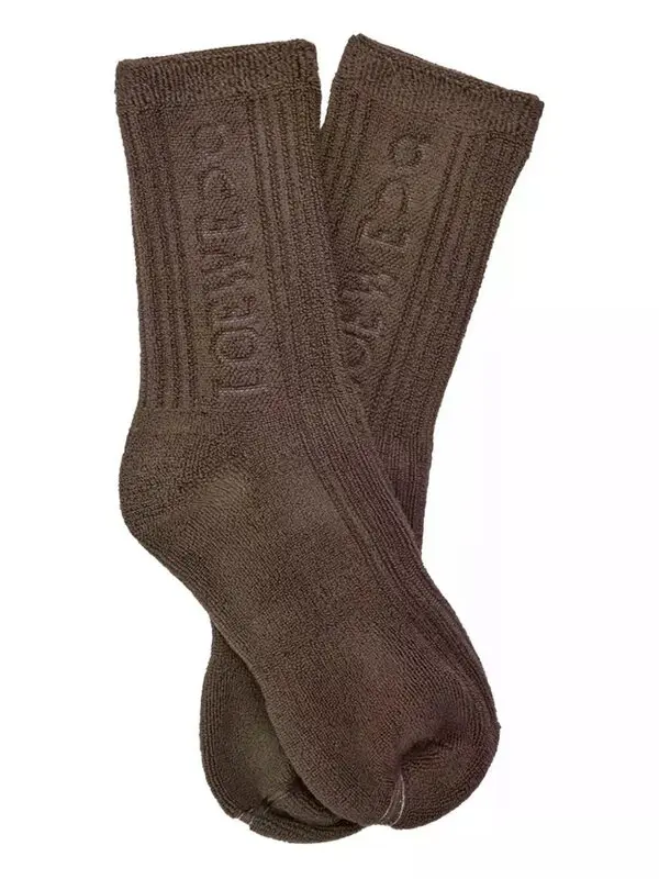 Loewe Ribbed Logo-detail Socks - Brown