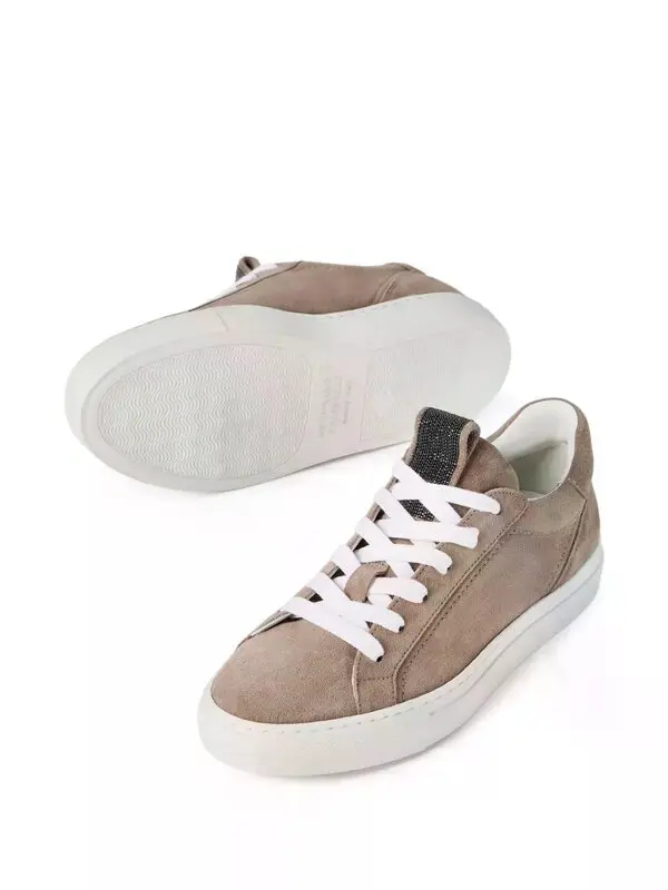 Brunello Cucinelli Suede Sneakers With Monili Detail