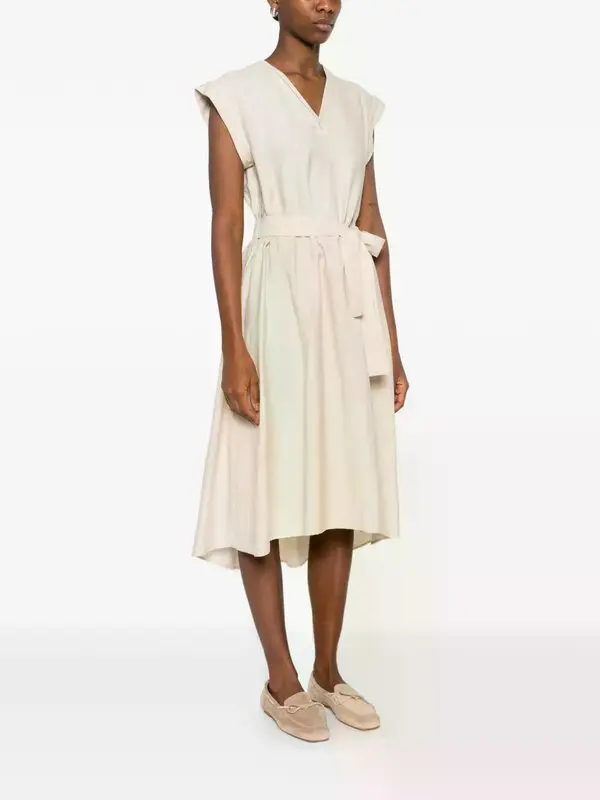 Peserico Belted-waist Midi Dress - Neutrals