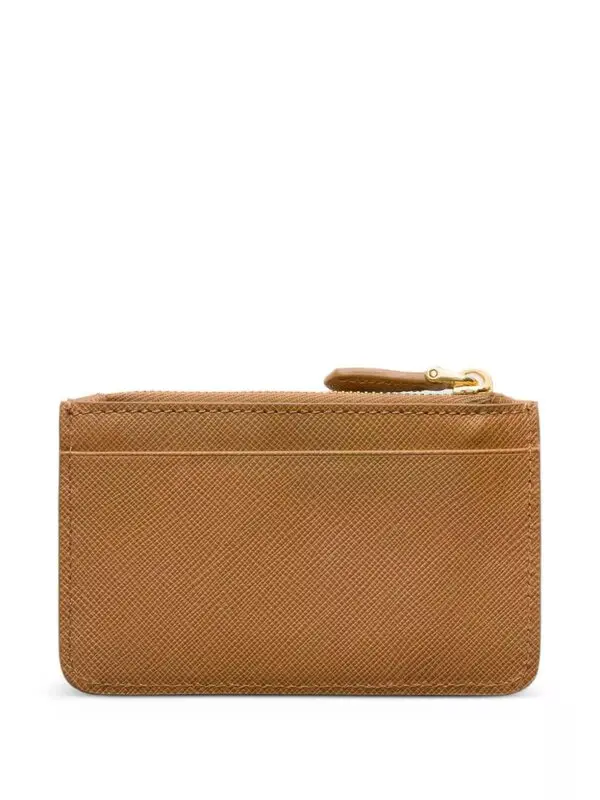 Prada Saffiano And Smooth Leather Card Holder - Neutrals