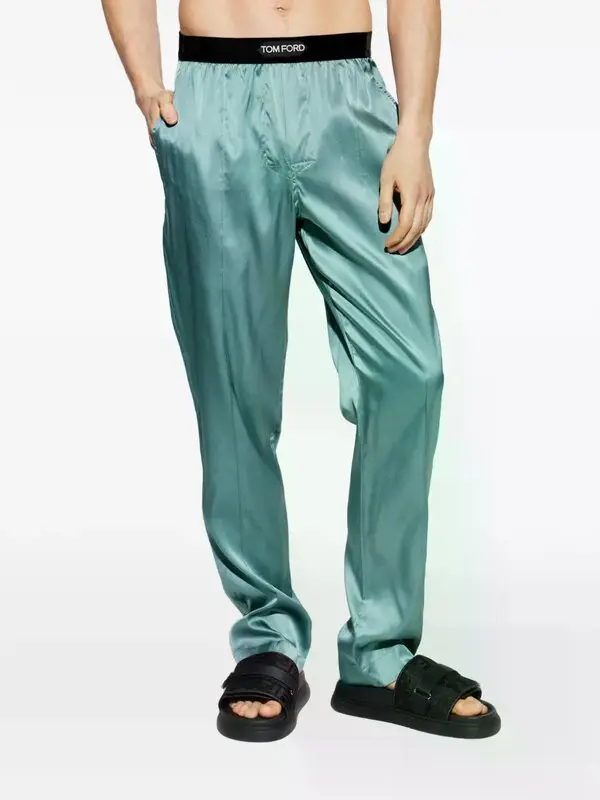 TOM FORD Logo-waistband Pajama Bottoms - Blue