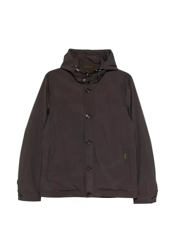 MOORER Button Hooded Jacket - Brown