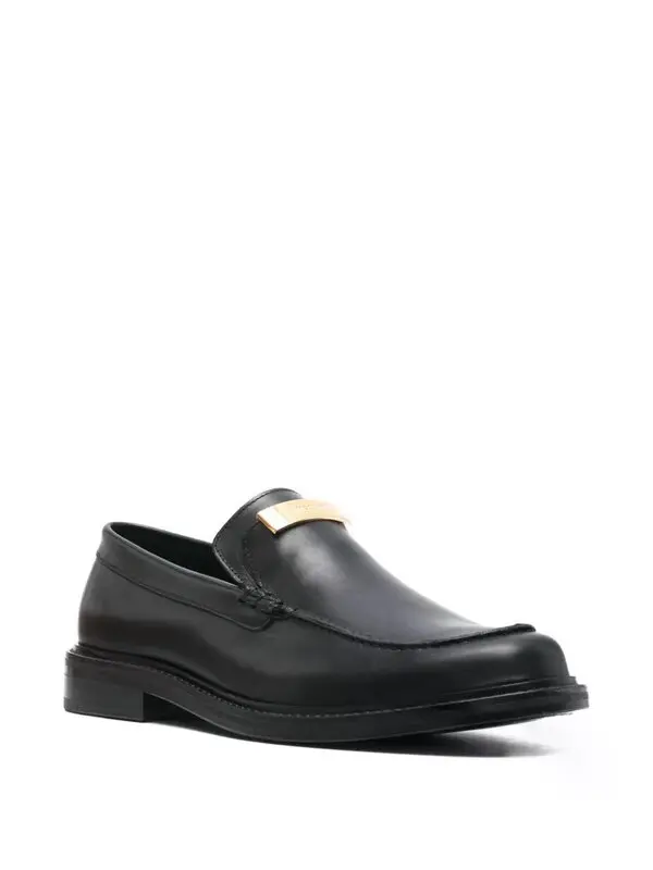 Moschino Logo Leather Loafers