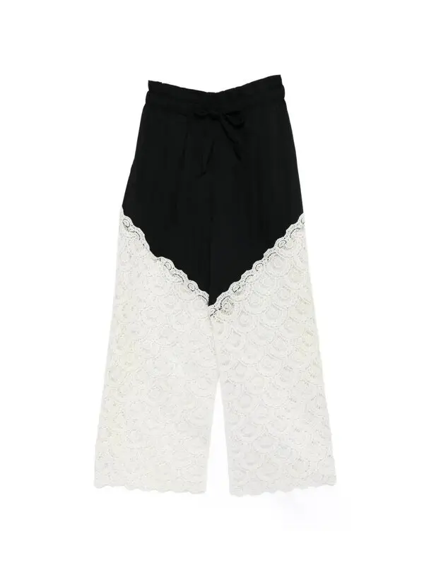 Sea Lace-trim Trousers - Neutrals