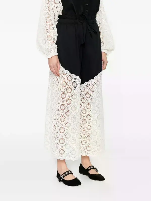 Sea Lace-trim Trousers - Neutrals