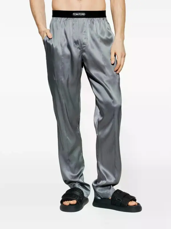 TOM FORD Logo-waistband Pajama Bottoms - Grey