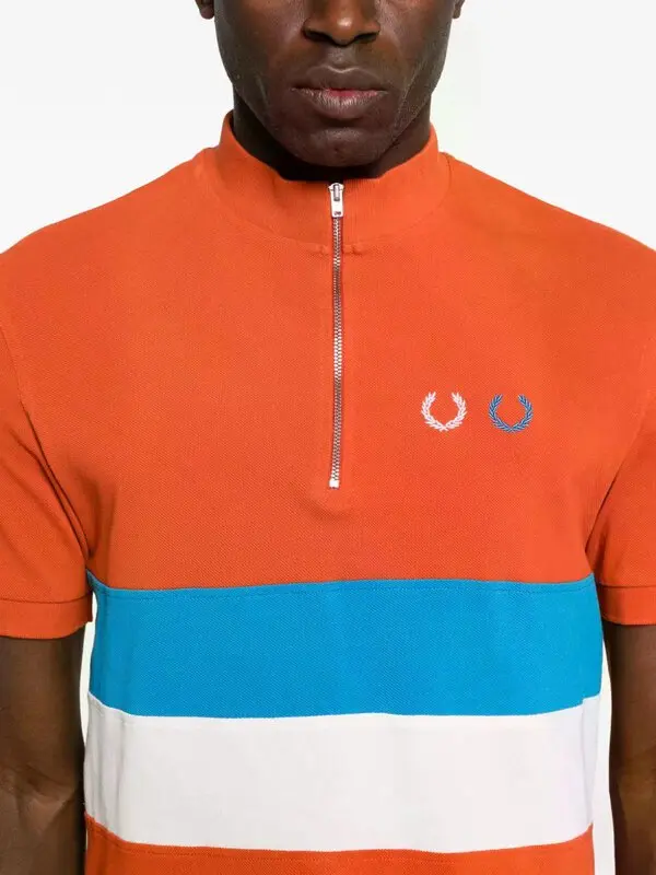 Comme Des Garçons Zip-up Striped Polo Shirt