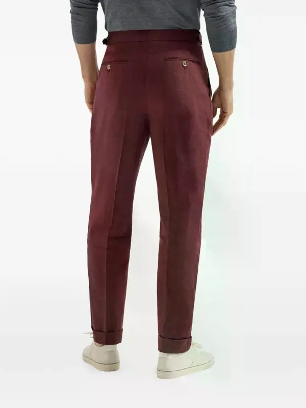 Brunello Cucinelli Linen And Virgin Wool Trousers - Red