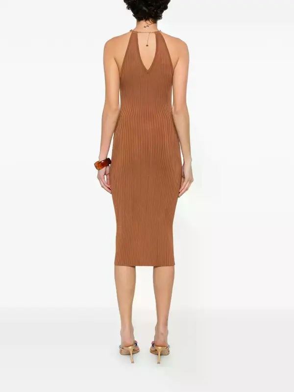 Elisabetta Franchi Knit Dress With Golden Necklace Detail