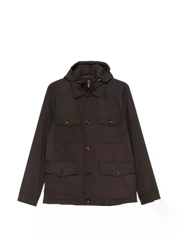 MOORER Button Hooded Jacket - Brown
