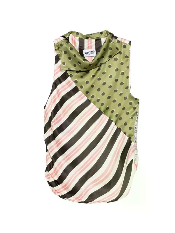 JEAN PAUL GAULTIER Printed Cowl-neck Tank Top