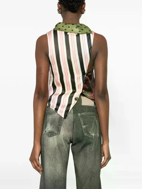 JEAN PAUL GAULTIER Printed Cowl-neck Tank Top