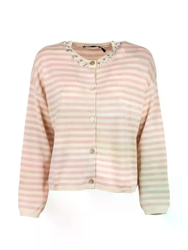 Seventy Striped Neck-embellished Cardigan