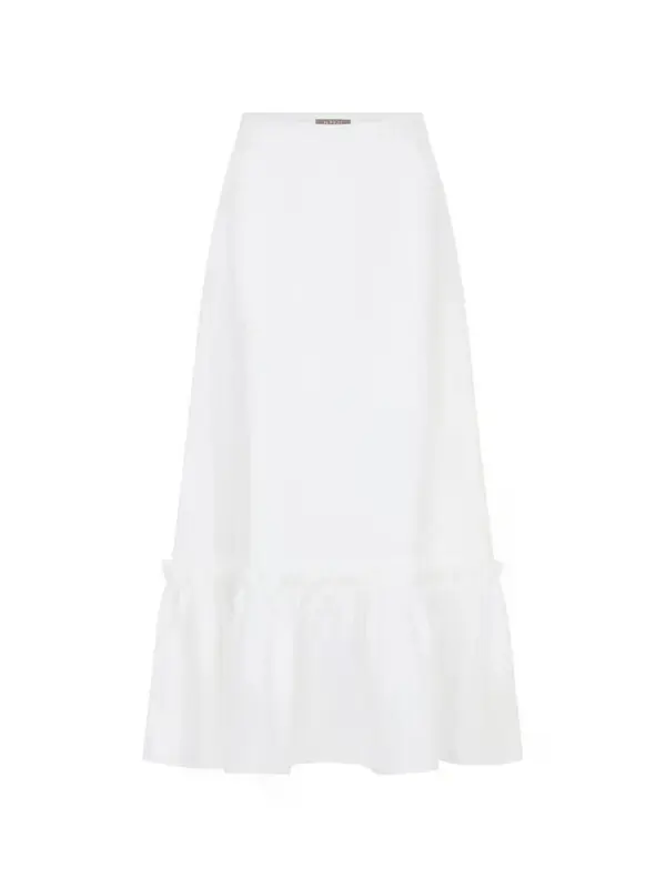 N.peal Linen Skirt With Ruffle Trim