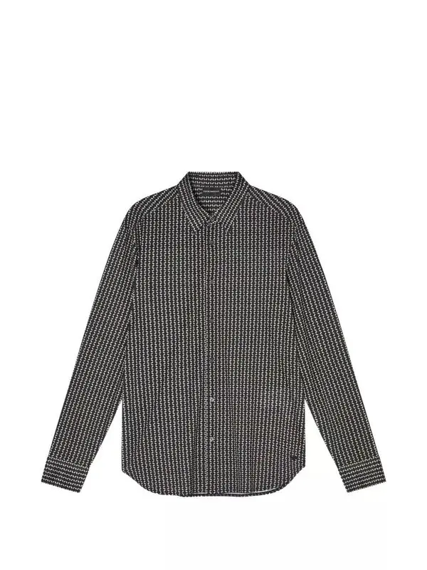 Emporio Armani Lyocell-blend Jersey Shirt With All-over Micro-pattern Print - Black
