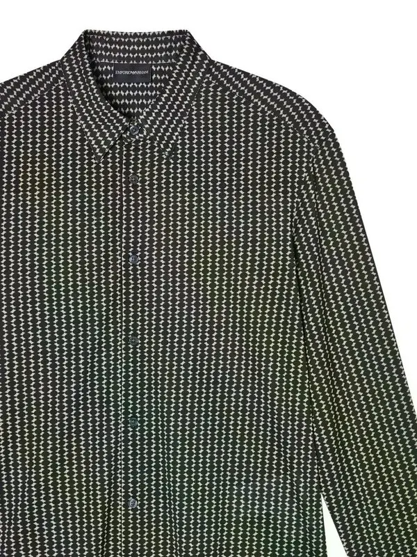 Emporio Armani Lyocell-blend Jersey Shirt With All-over Micro-pattern Print - Black