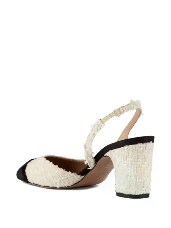 FESTA MILANO Bouclé Fringed Slingback Sandals
