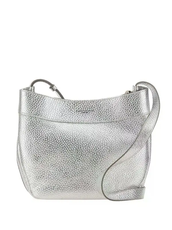 GIANNI CHIARINI Hammered Selena Leather Shoulder Bag - Silver