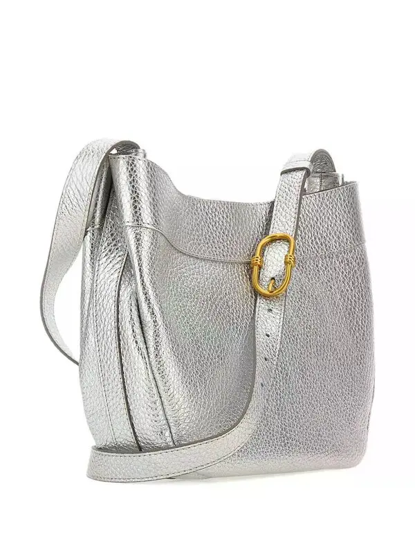GIANNI CHIARINI Hammered Selena Leather Shoulder Bag - Silver