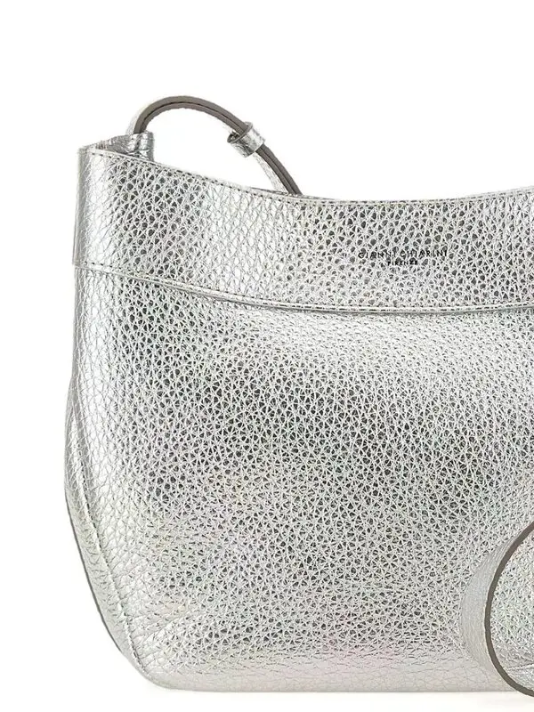 GIANNI CHIARINI Hammered Selena Leather Shoulder Bag - Silver