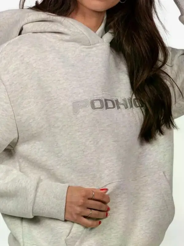 PODHIO Logo Detail Hoodie - Grey